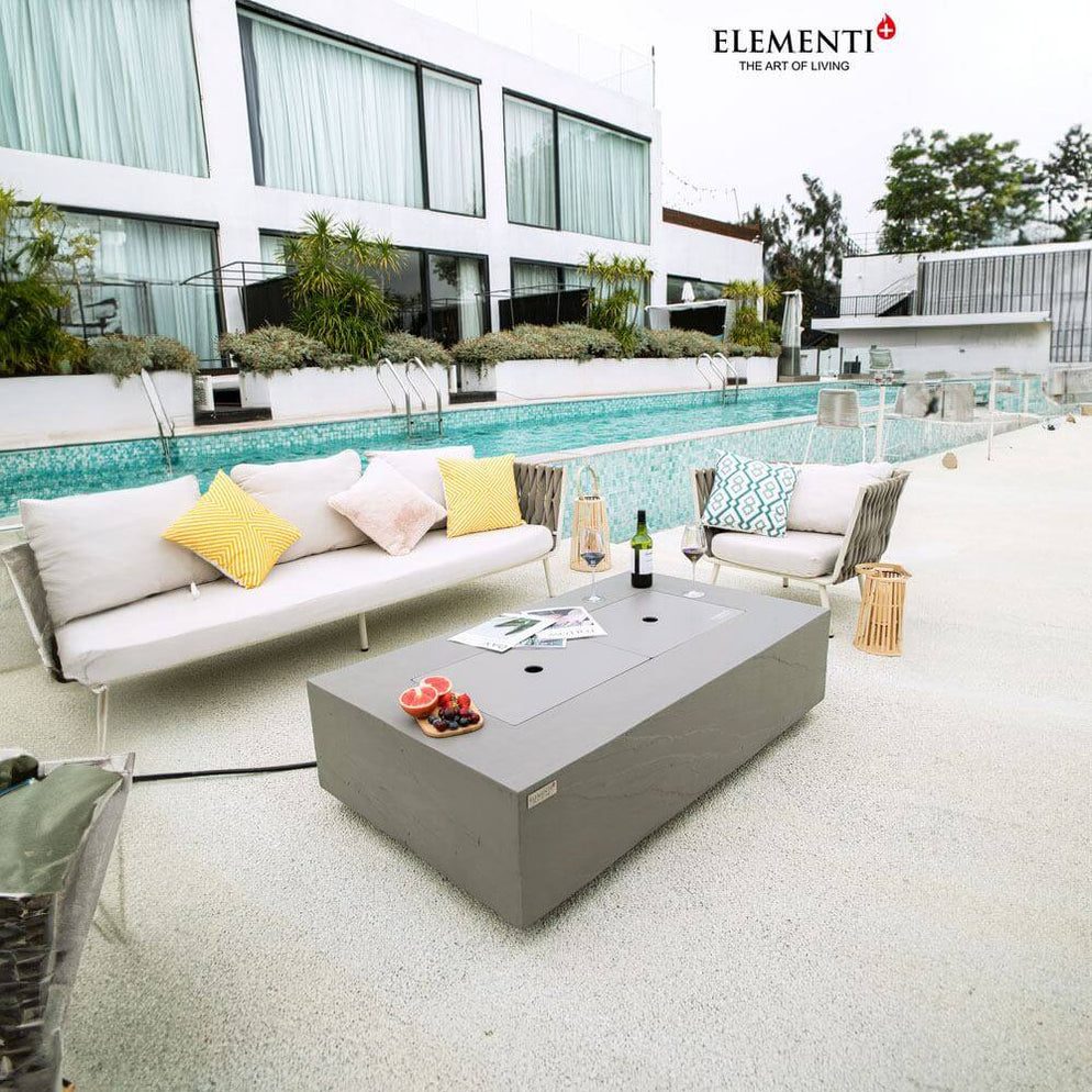 ELEMENTI PLUS METEORA 56 Inch Rectangular Concrete Space Gray Fire Tab ...