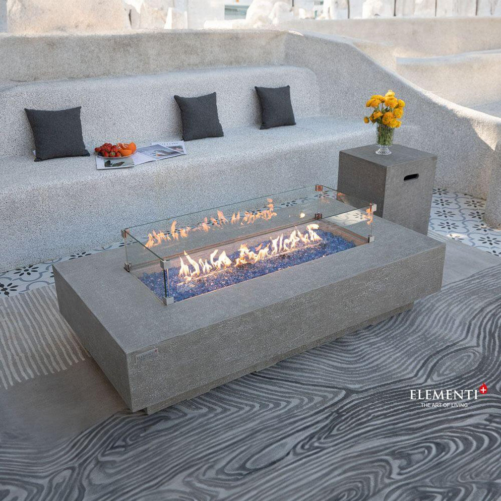 ELEMENTI PLUS RIVIERA Rectangle Light Gray Fire Table OFG415LG ...